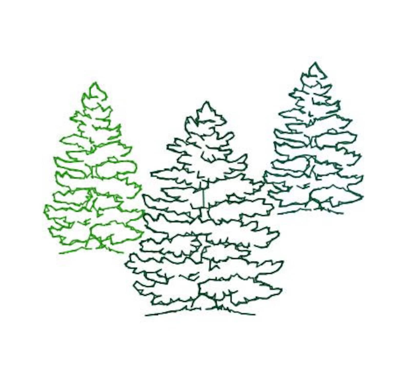 Fir Tree Trio Embroidery Design: Mountain Landscape Redwork (digital ...
