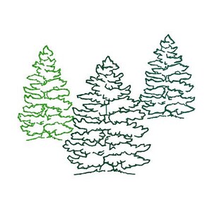 Embroidery Design Fir Tree Trio Outline, Mountain Landscape Redwork ...