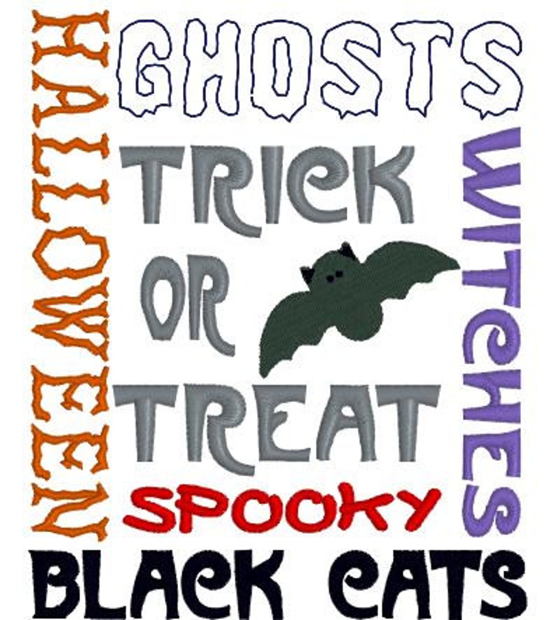Autumn Halloween October Word Block Embroidery Design Pattern - Etsy