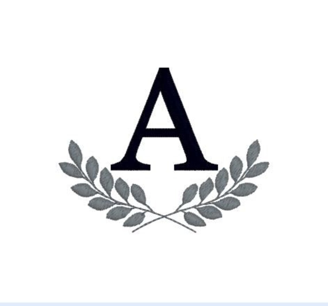 Embroidery Monogram With Laurel Leaves TWO Design Pattern - Etsy