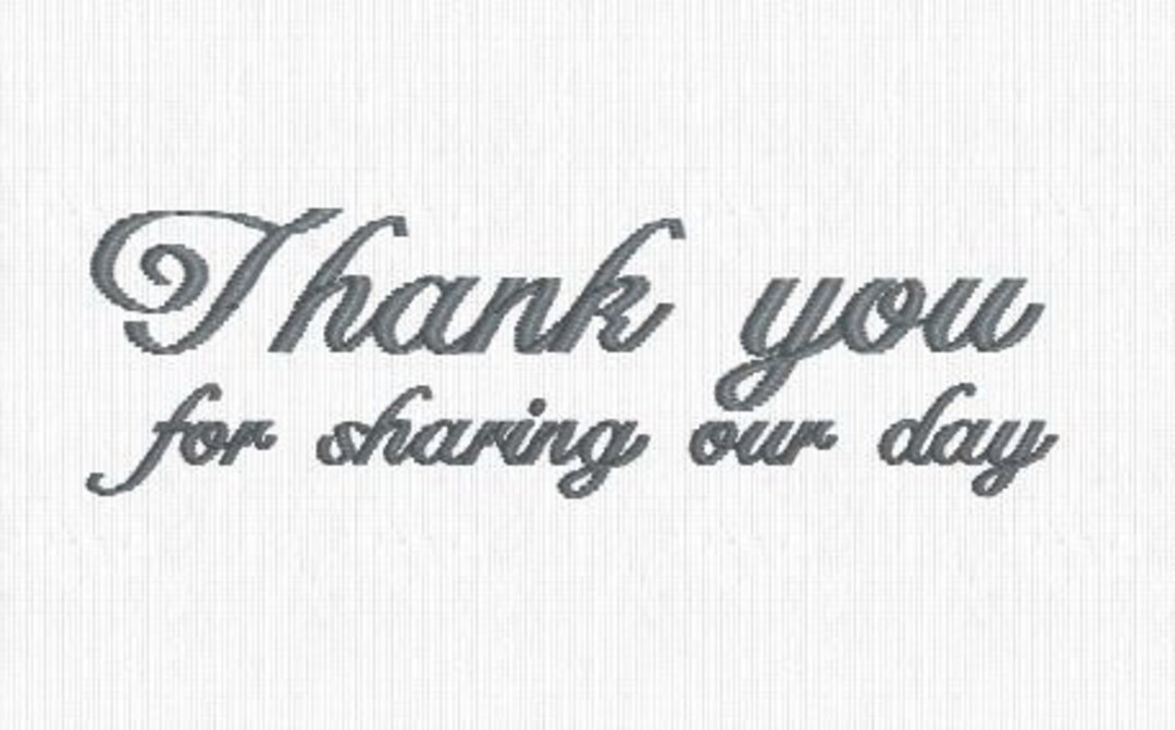 Embroidery Design Pattern File - Wedding Lettering Thank You for ...