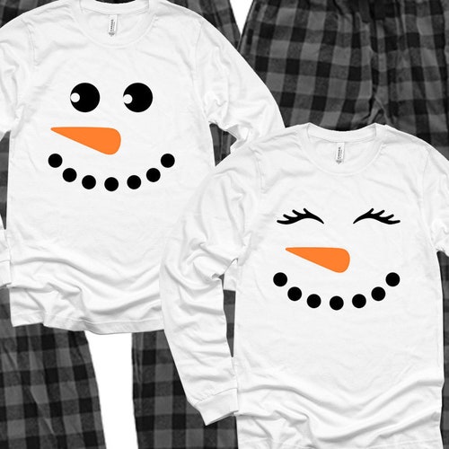 Snowman Pajamas Snowmen or Snowwomen Face Pajamas Set - Etsy