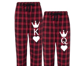 King and Queen Flannel Pajama Pants, Valentine's Day Pajamas, Gifts for ...