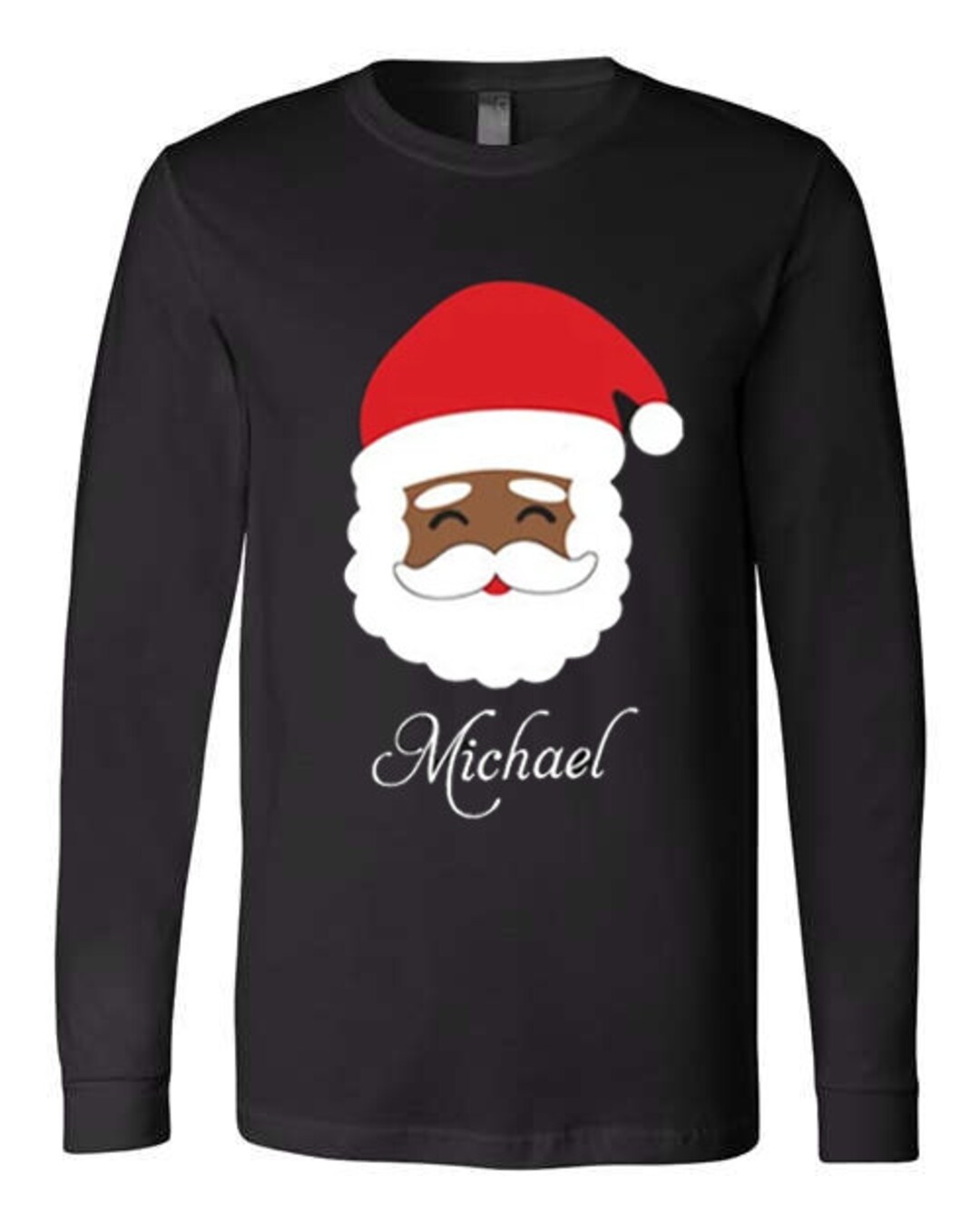 Black Santa Claus T-shirt, Santa Claus Face T-shirt, Matching Christmas ...