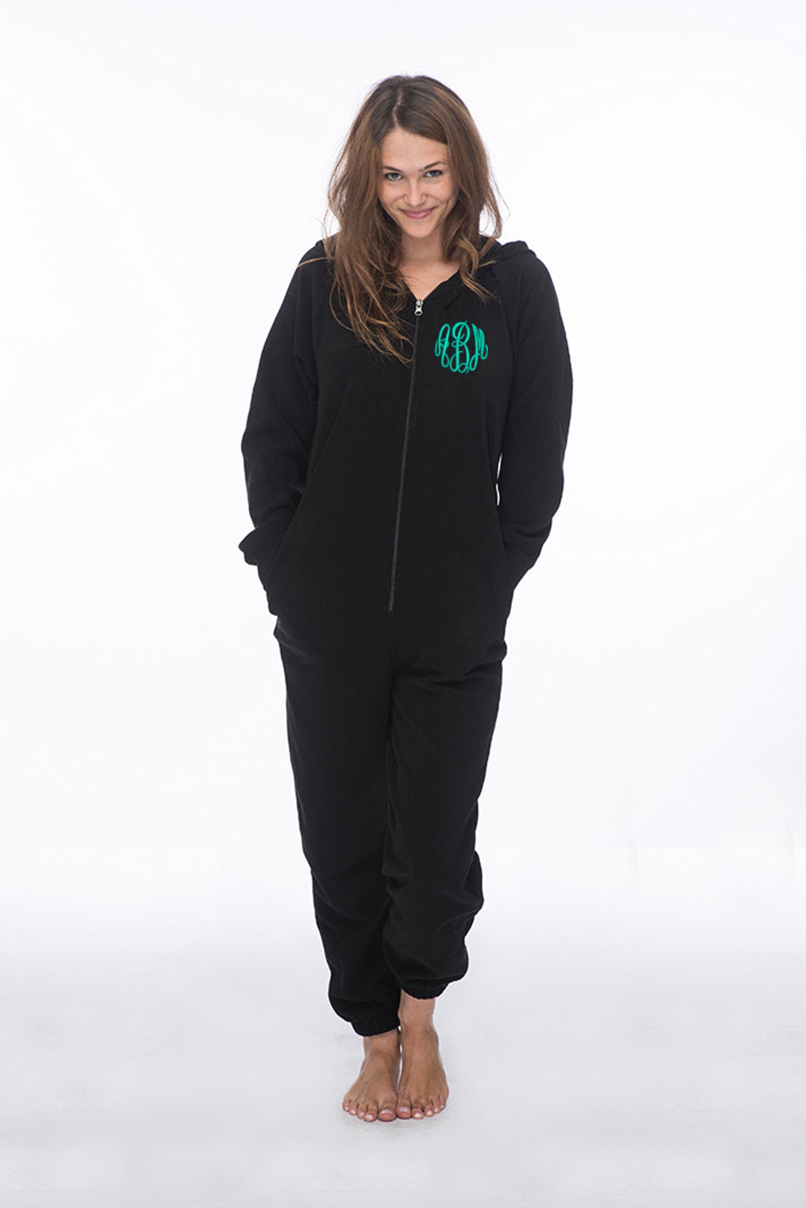 Monogrammed Adult Onesie, Personalized Fleece Onesie, Christmas Pajamas ...