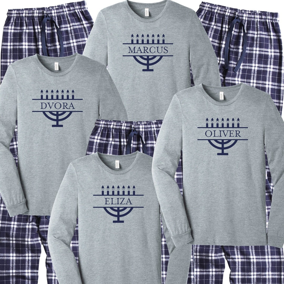 Personalized Hanukkah Pajamas, Custom Menorah Family Pjs, Festival of ...