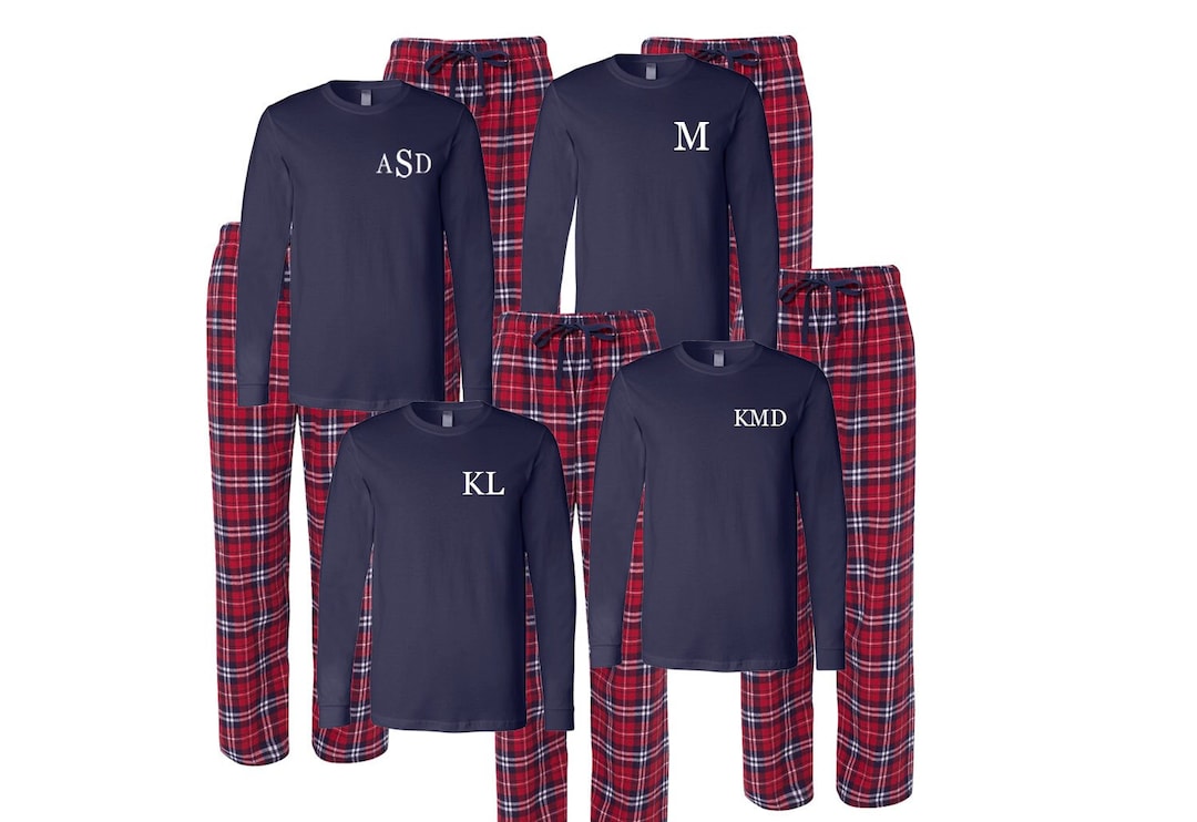 Monogrammed Flannel Christmas Pajamas, Personalized Family Pjs ...