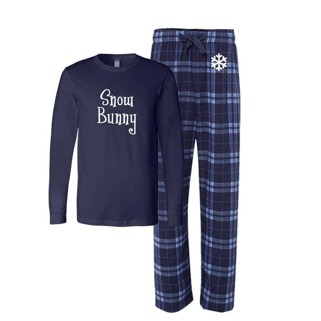 Snow Bunny Flannel Pj Set, Adult Christmas Pajamas, Christmas Flannel ...