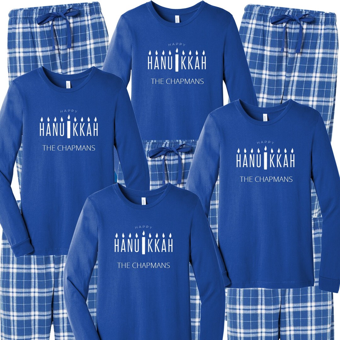 Personalized Happy Hanukkah Pajamas, Custom Menorah Family Pjs ...
