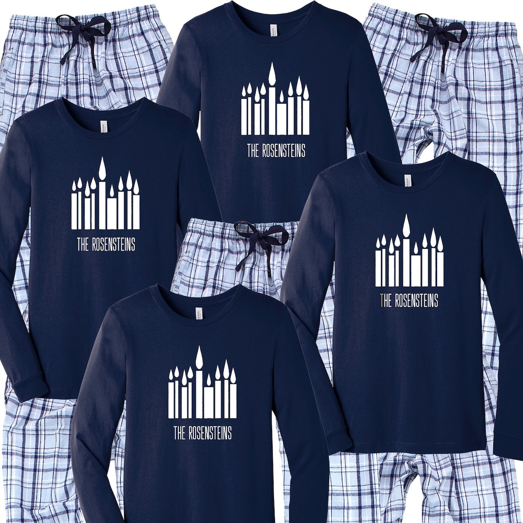 Personalized Menorah Candle Pajamas, Custom Hanukkah Family Pjs ...