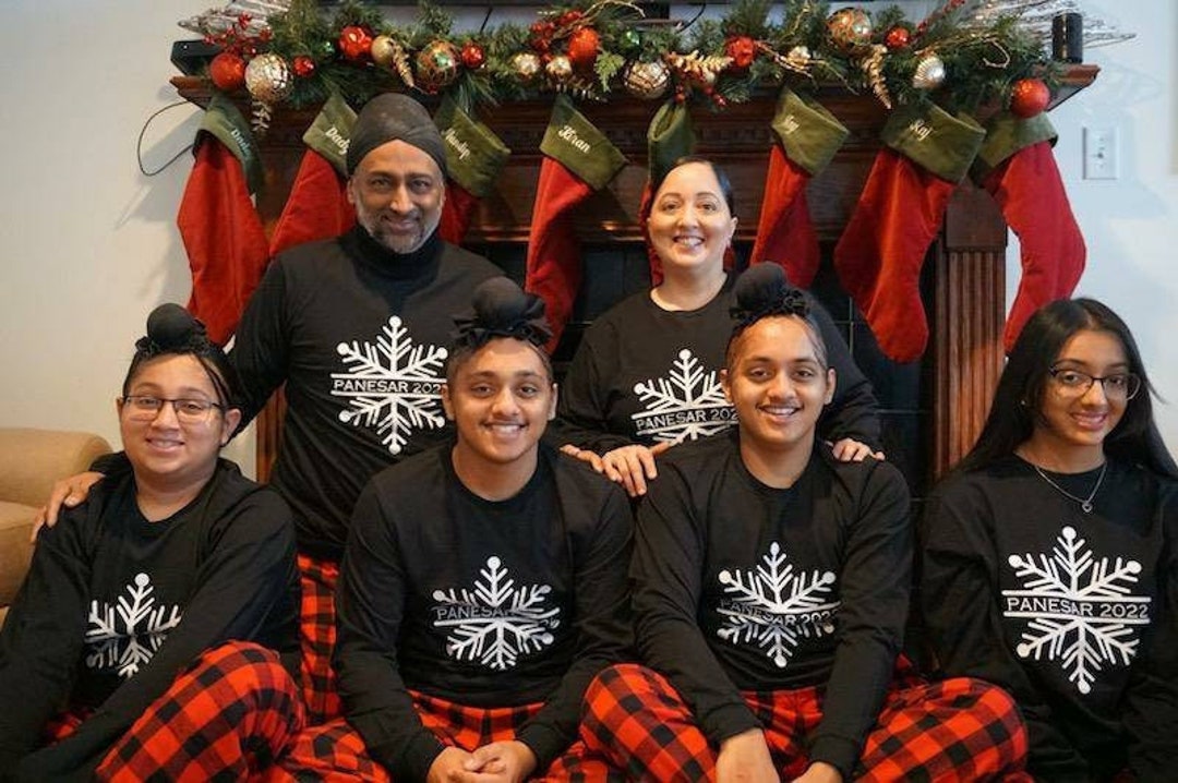 Personalized Snowflake Family Pajamas, Custom Name Let It Snow PJS, Red ...