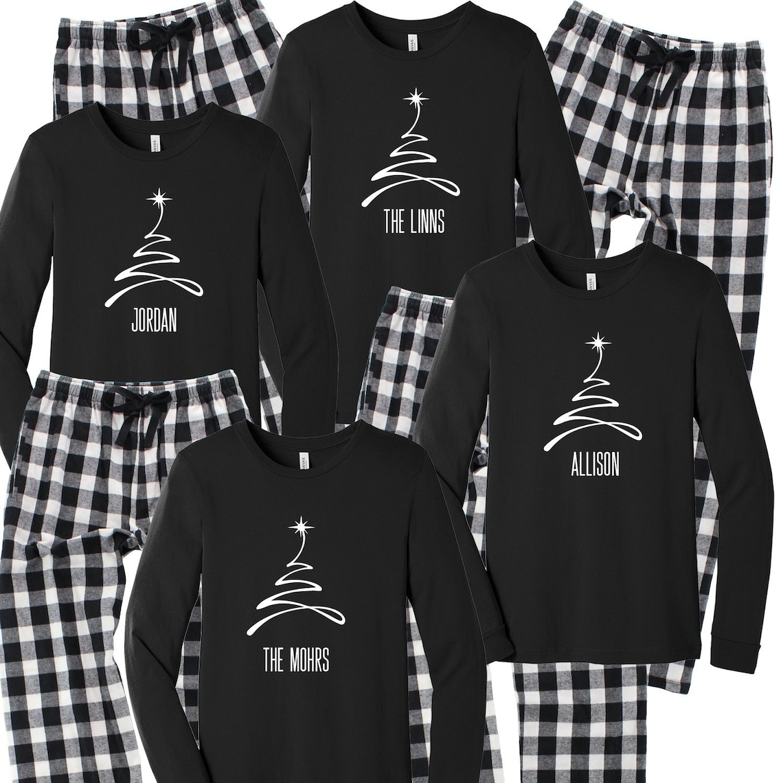 Christmas Tree Pajamas Personalized Family Pjs Matching - Etsy