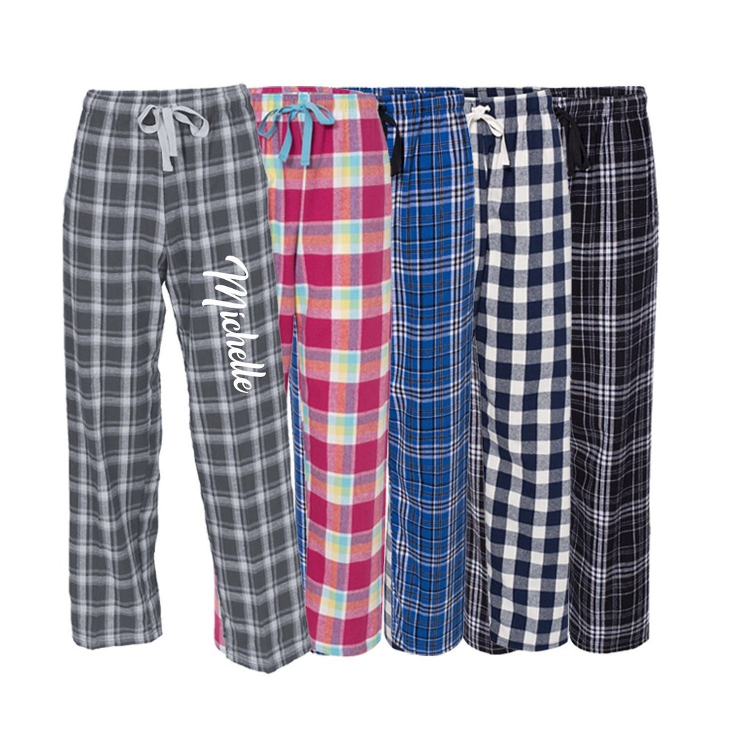 Personalized Plaid Flannel Pajamas, Flannel Pj Pants, Monogrammed ...