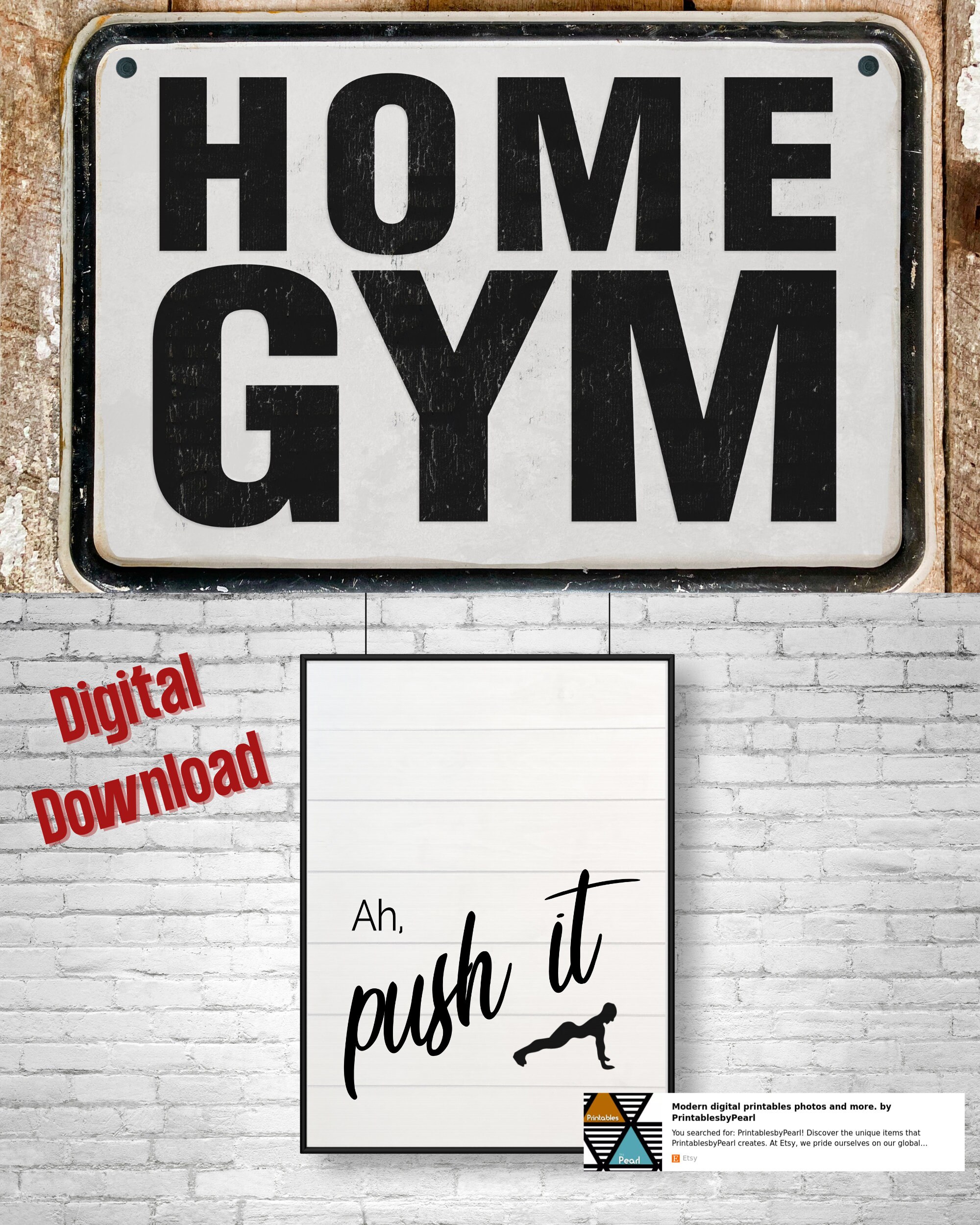 Home gym poster in black and white | Etsy