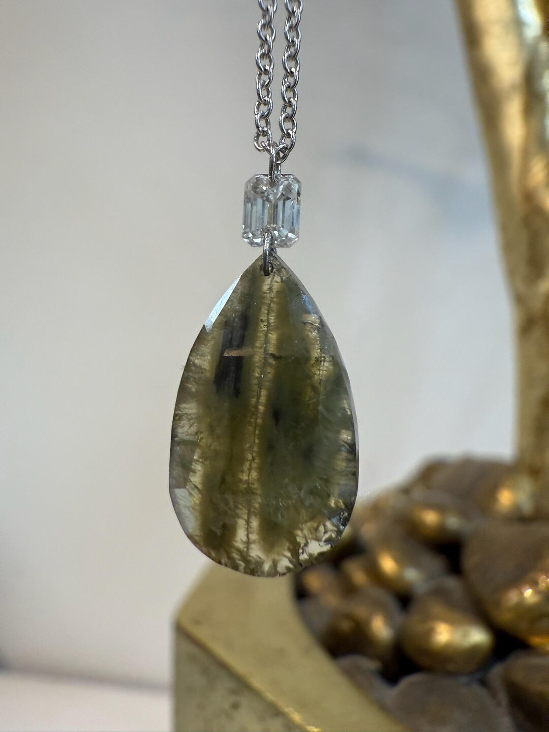 Talisman of Earth & Clarity | 14k Gold Rose Cut Pear Diamond and ...