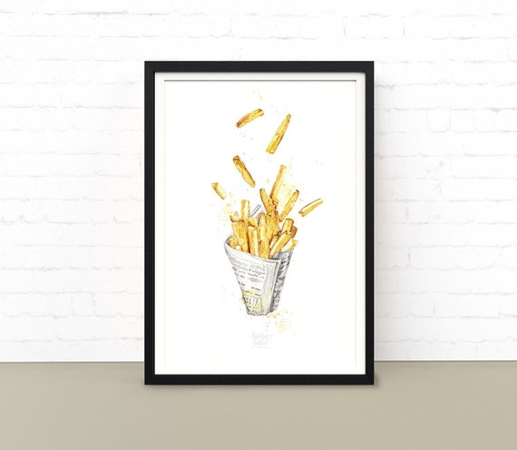 French Fries Painting Food Poster Printable Wall Art. | Etsy
