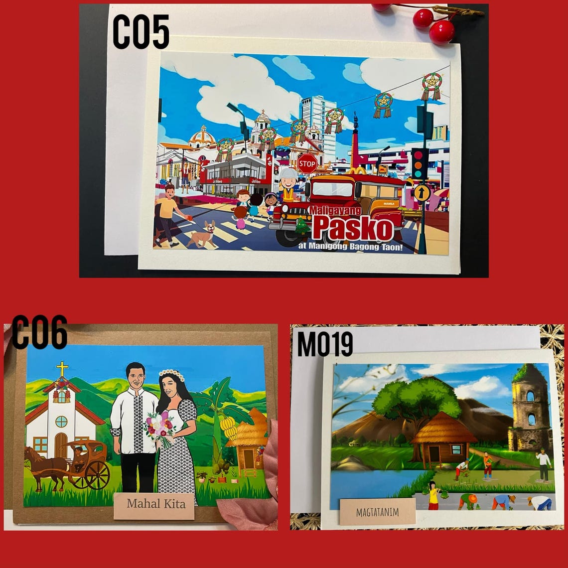 Maligayang Pasko Bahay Kubo Greeting Paskong Pinoy Card Blank Card ...