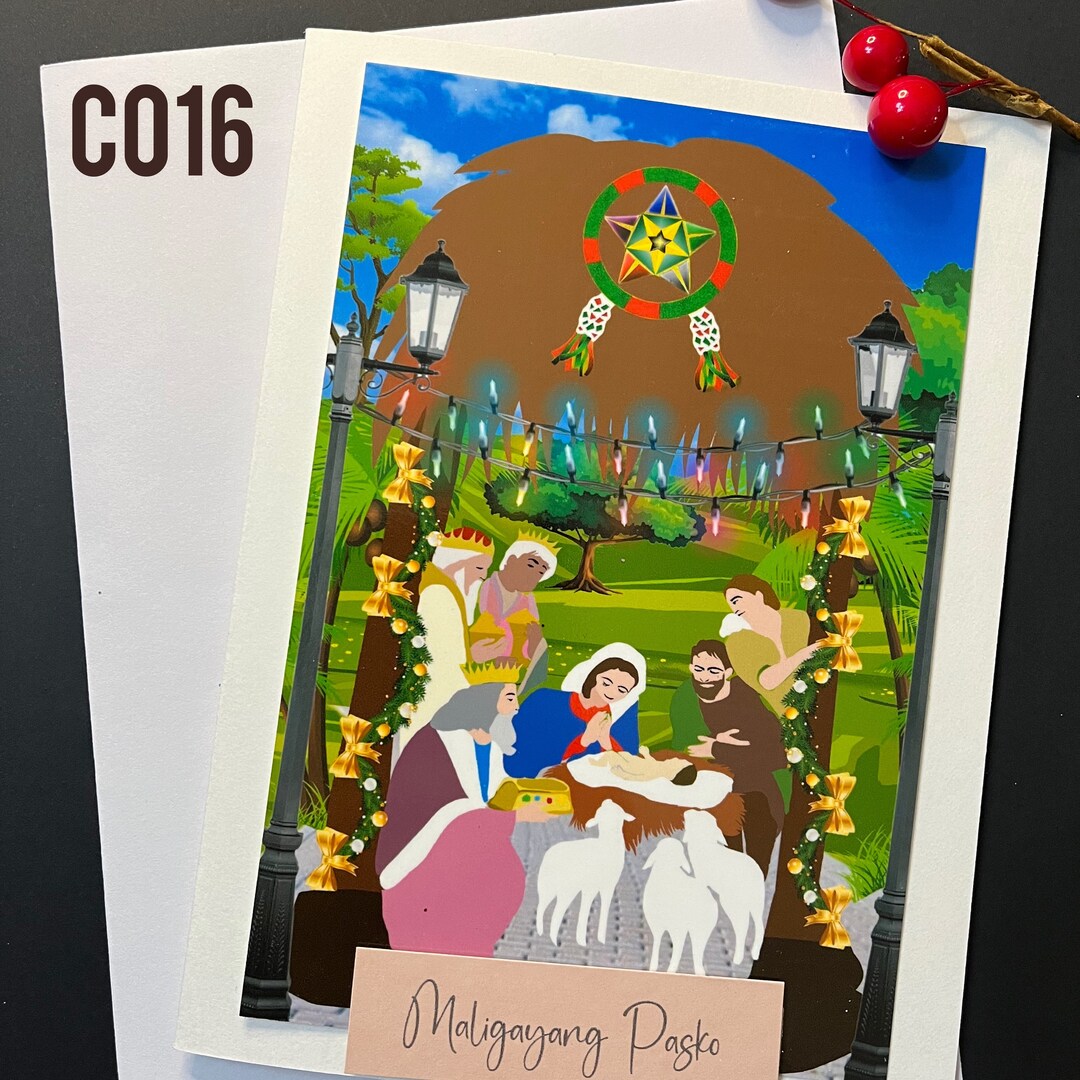 MALIGAYANG PASKO Nativity Scene Greeting Card Blank Card Pinoy - Etsy