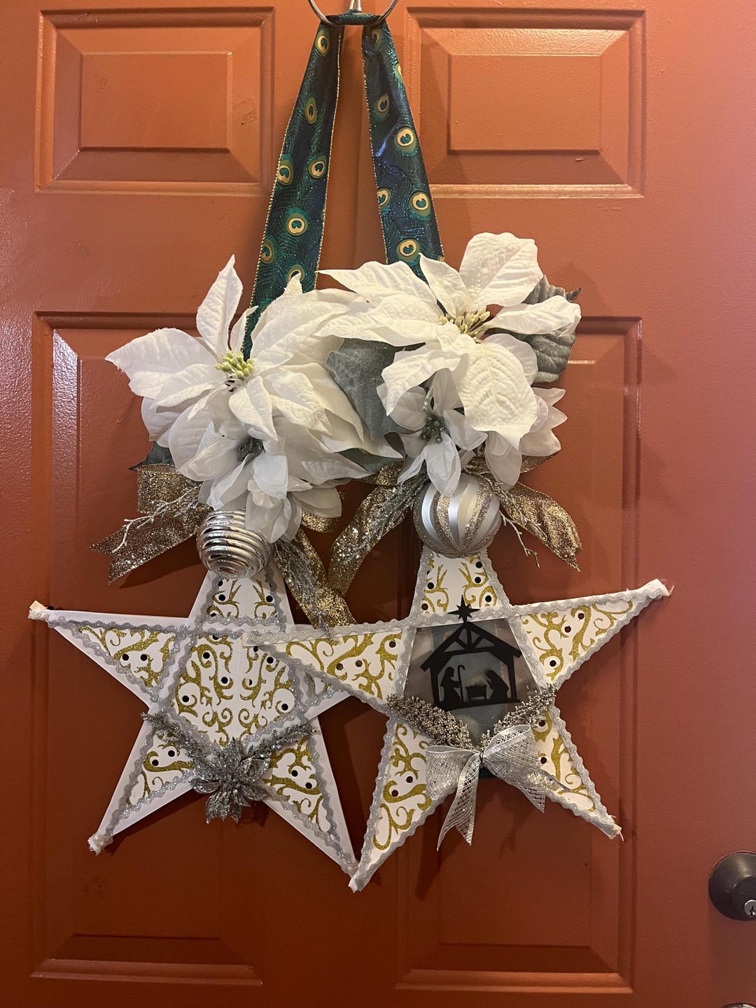 Filipino Christmas Star Door Decor: Gold & Silver Poinsettia Parol - Etsy