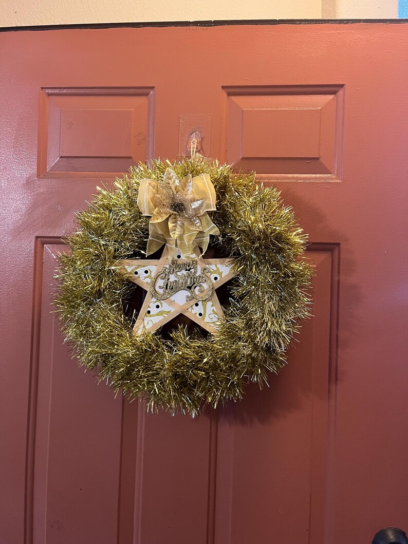 Filipino Parol Star Garland Wreath, Lighted Christmas Front Decor Gold ...