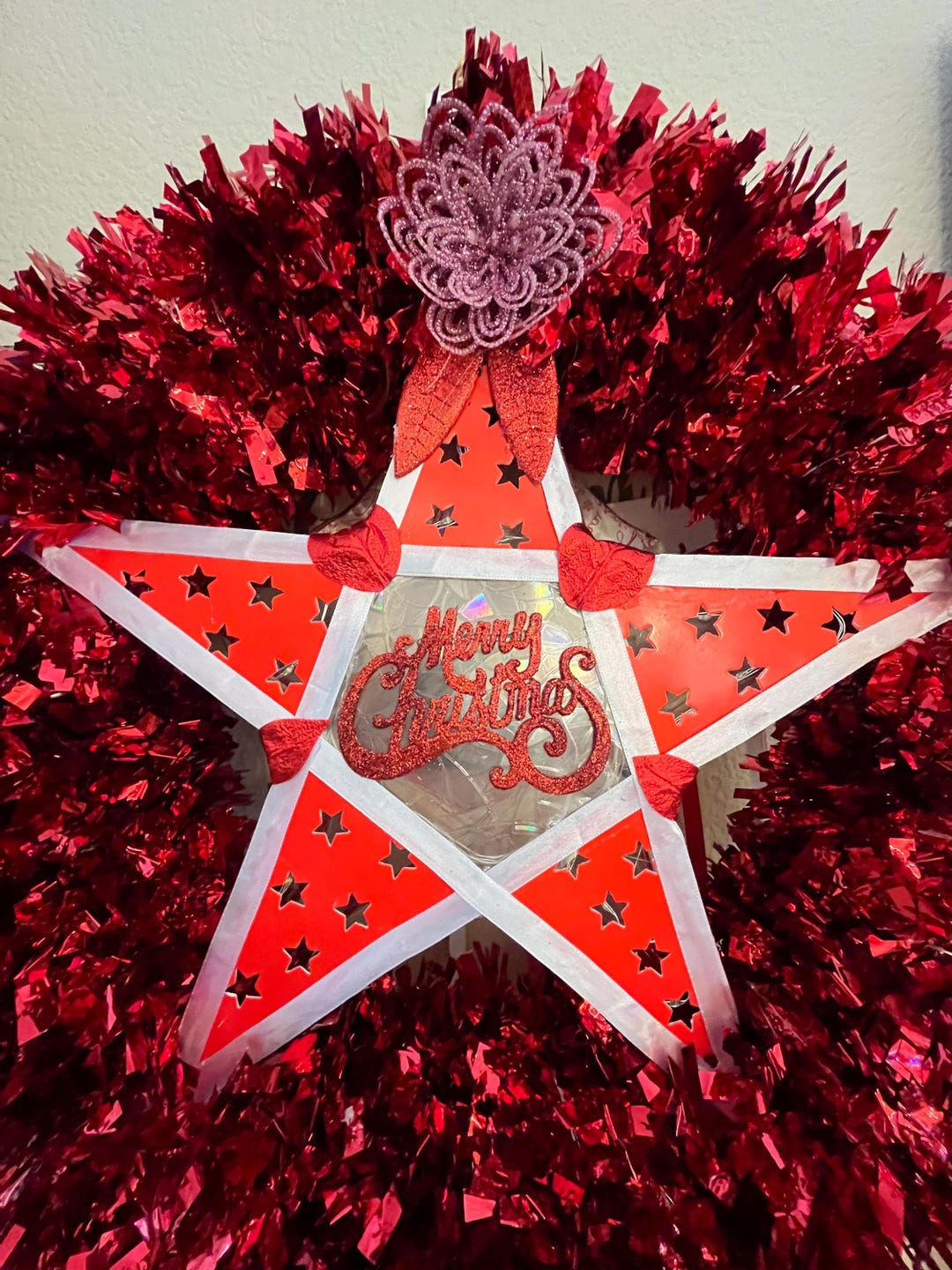 Filipino Parol Lantern | 18" Red Star Christmas Decor (battery Operated ...