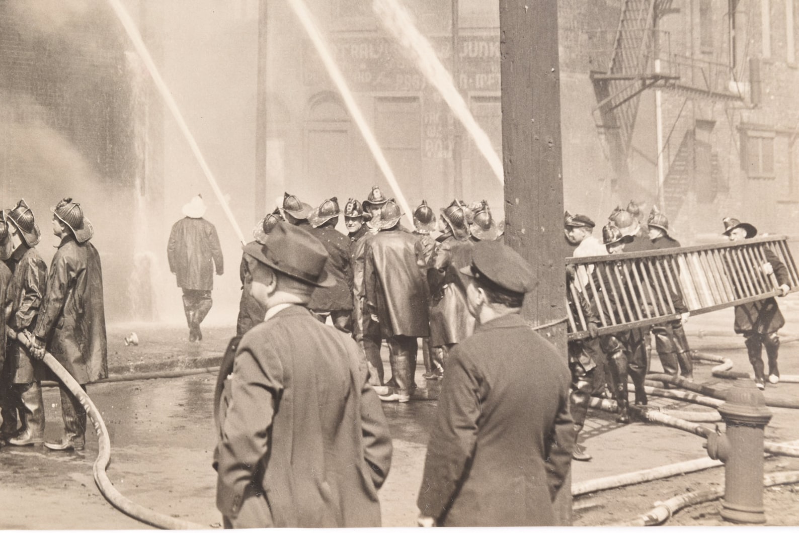 1940's Fireman Photo Philadelphia 13 x 10 Fighting a | Etsy