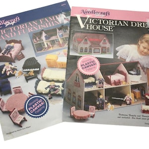 Set 2 Plastic Canvas Doll House Patterns /victorian Dream House AND ...