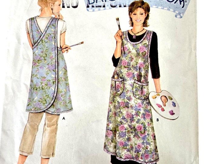 Back Wrap Apron Smock Pattern With Shaped Hem and Patch Pockets - Size ...