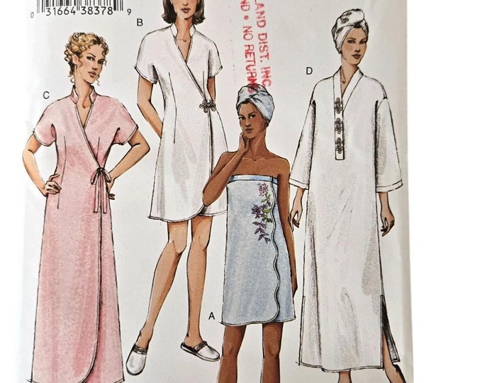 EASY Housecoat Robe Shower Wrap, Bath Robe, Head Wrap, Slippers ...