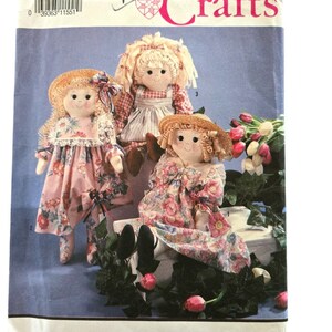 Rag Doll Pattern With Clothes 24" Stuffed Doll With Dress Pinafore Hair ...