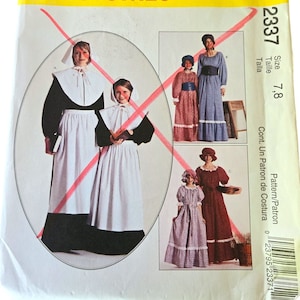 Mccalls 2337 UNCUT Costume Pattern Frontier Mormon Trail Pilgrim ...