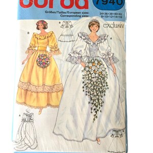 PRINCESS DIANA Wedding Dress Style Pattern Uncut Burda 7940, Size 8 10 ...