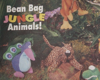 Butterick 5663, Bean Bag, Jungle Animals, Hippo, Alligator, Monkey ...