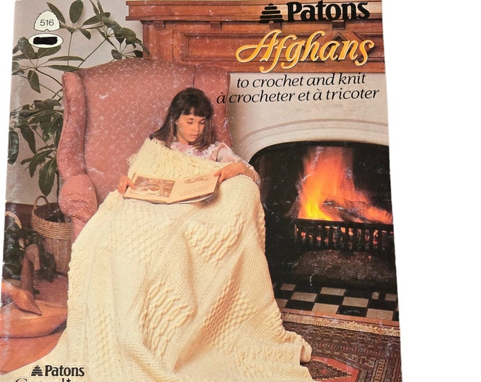 AFGHAN Patterns to Knit and Crochet Patons 516 Booklet 12 Different ...