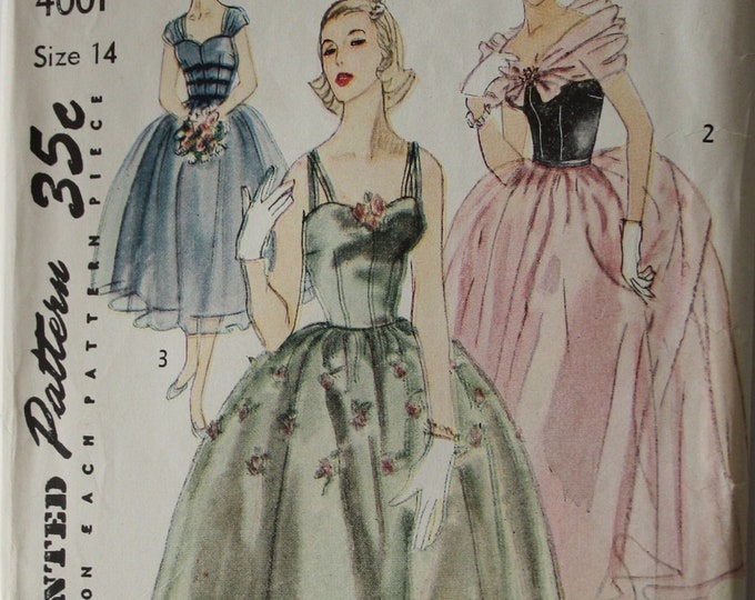 Simplicity 4001 Sewing Pattern 1950s Evening Gown /bridal Gown ...