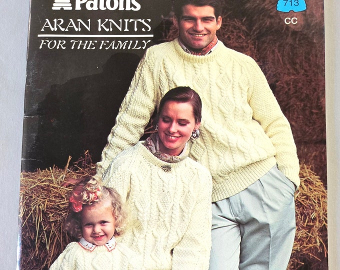 PATONS ARAN KNITS for the Family Pattern Book 713 , Children's & Adult ...
