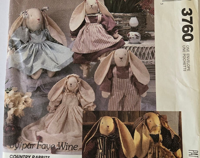 Stuffed Country Bunnies /rabbits and CLOTHES Patterns, Three Sizes ...