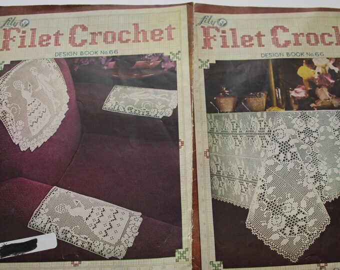 1940s Antique Filet Crochet Design Pattern Book 66 Cotton Thread ...