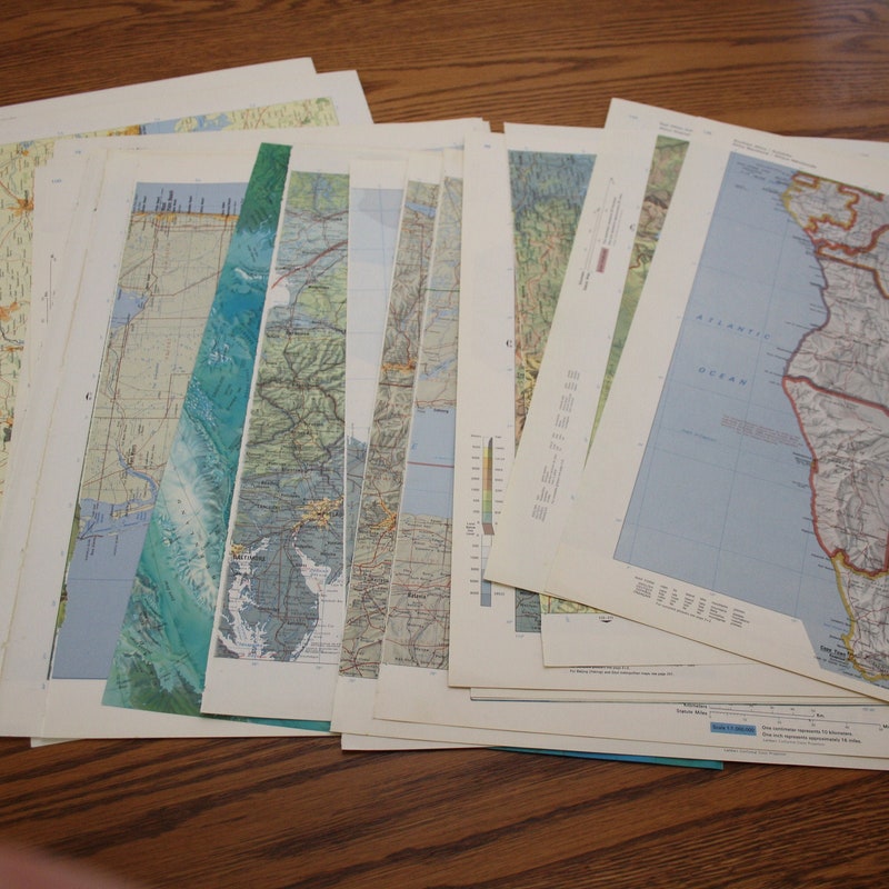 Vintage Atlas Pages - Etsy