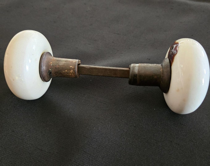 Antique White Porcelain Door Knobs and Spindle /shaft Set for Interior Doors Circa 1920s 30s 40s ...