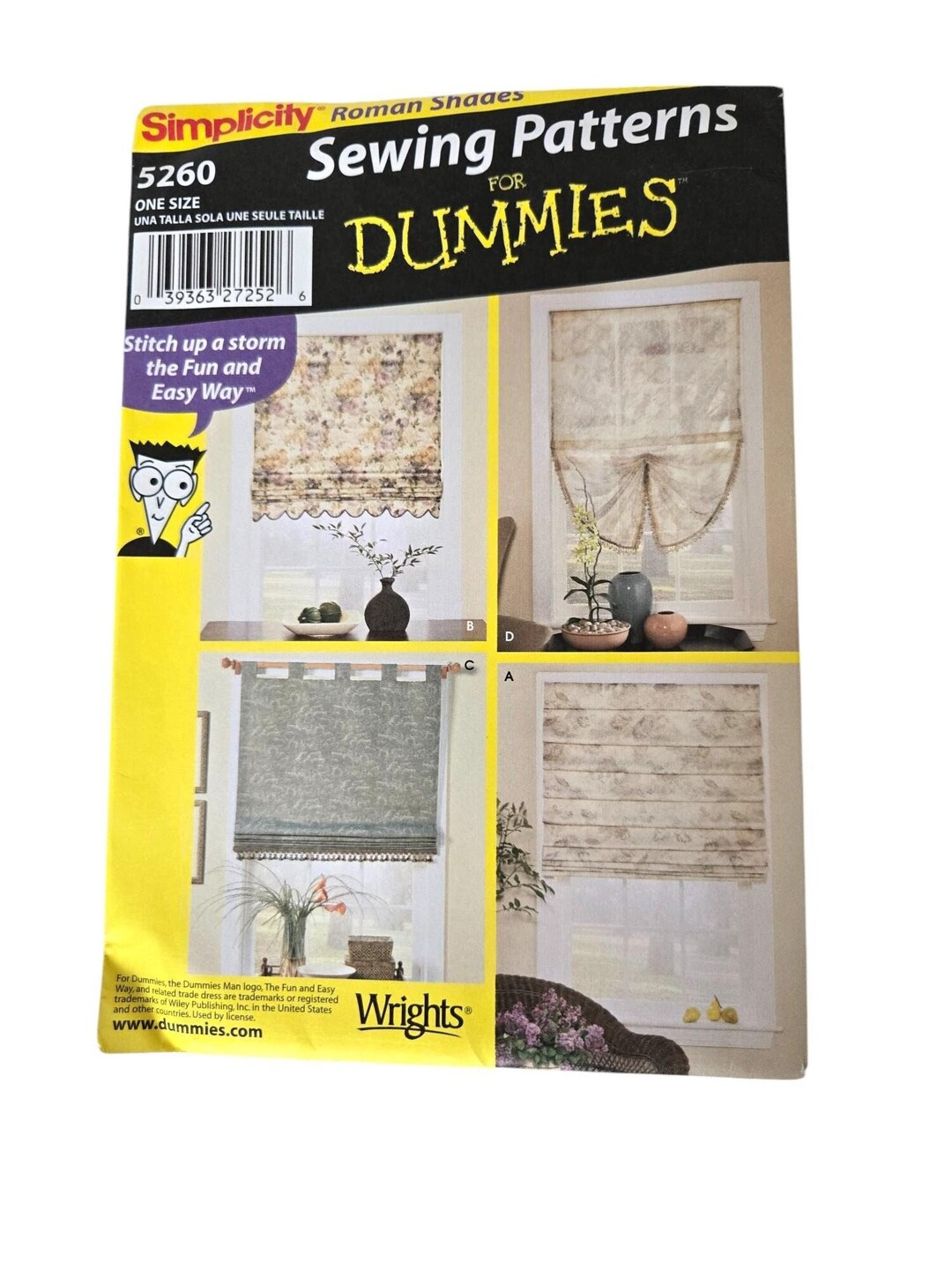 ROMAN SHADE Patterns 4 Styles UNCUT Simplicity 5260 Diy Window ...