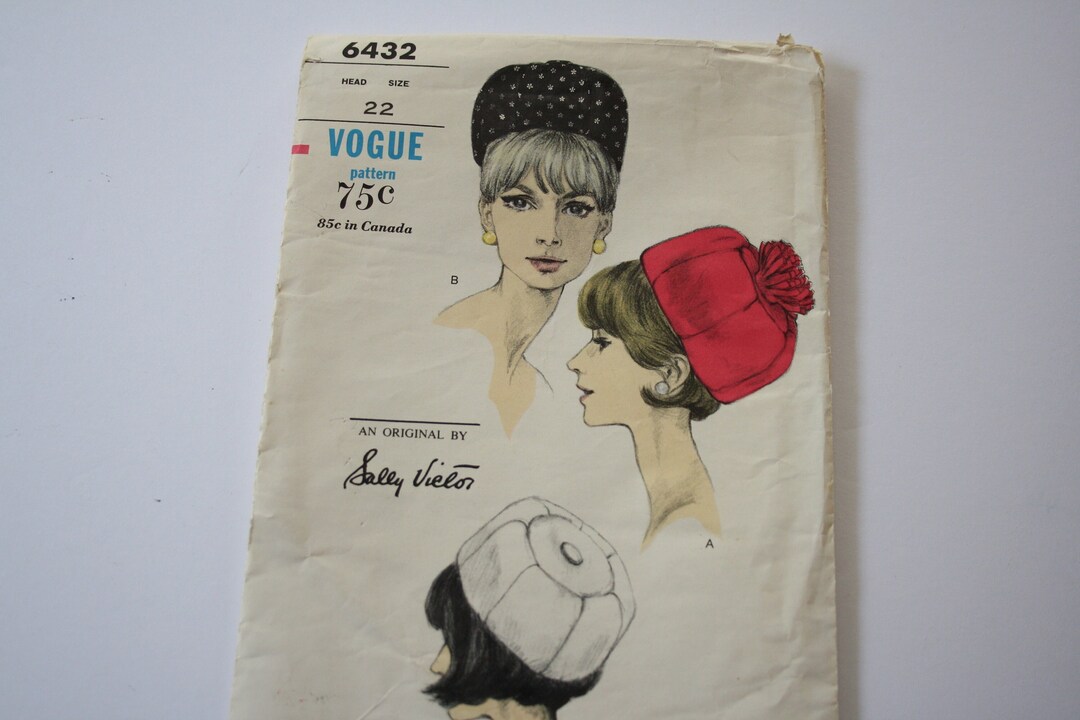Vintage 1960s Hat Patterns Women SIZE 22, Sally Victor - Hat Sectioned ...
