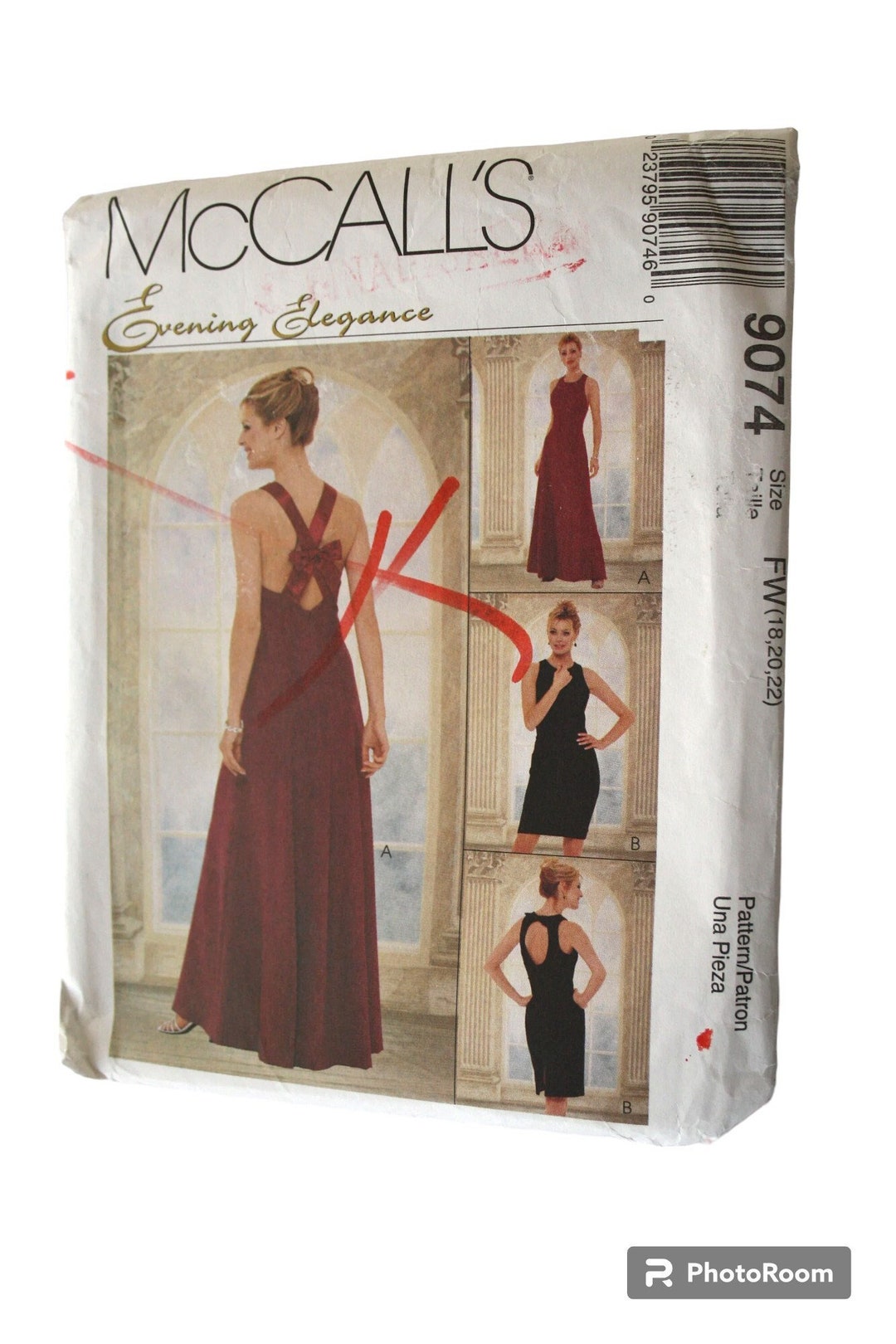 Long Evening Dress Pattern Misses Size 18 20 22 Open Back Dress ...