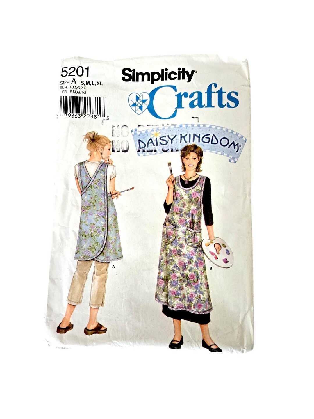 Back Wrap Apron Smock Pattern With Shaped Hem and Patch Pockets - Size ...