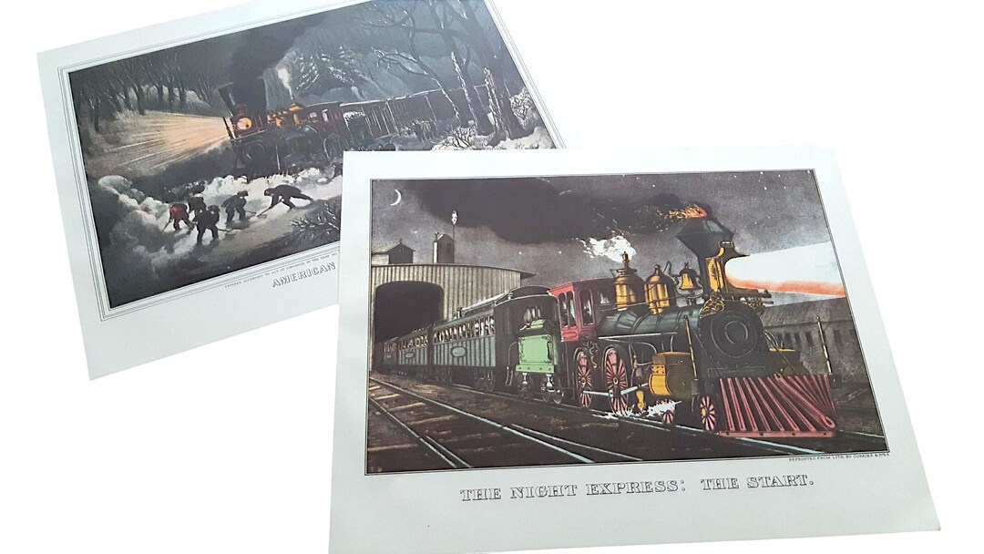 2 Large Antique TRAIN Prints 19th Century Railroad prints / 1800s ...