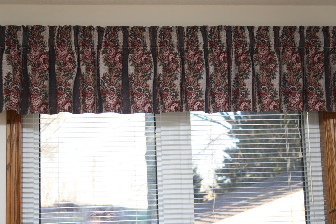 Window Valances Tapestry With Roses Design, Handmade Vintage Victorian ...