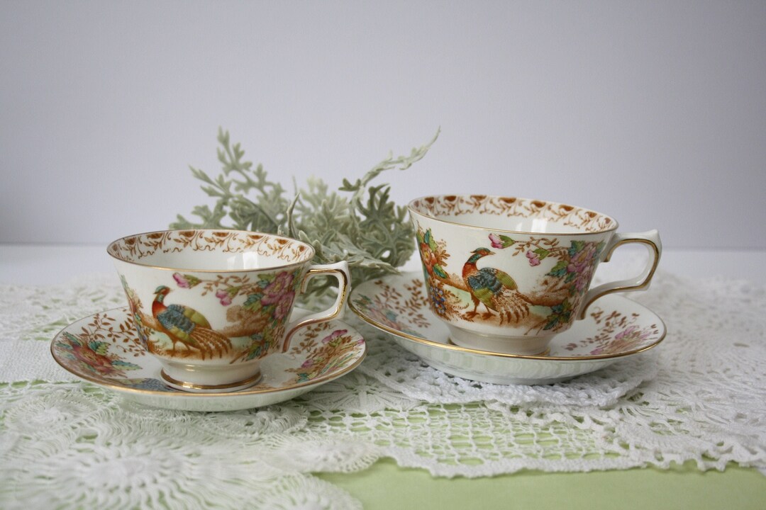 2 SUTHERLAND Teacups Exotic Bird of Paradise Bone China Teacups and ...