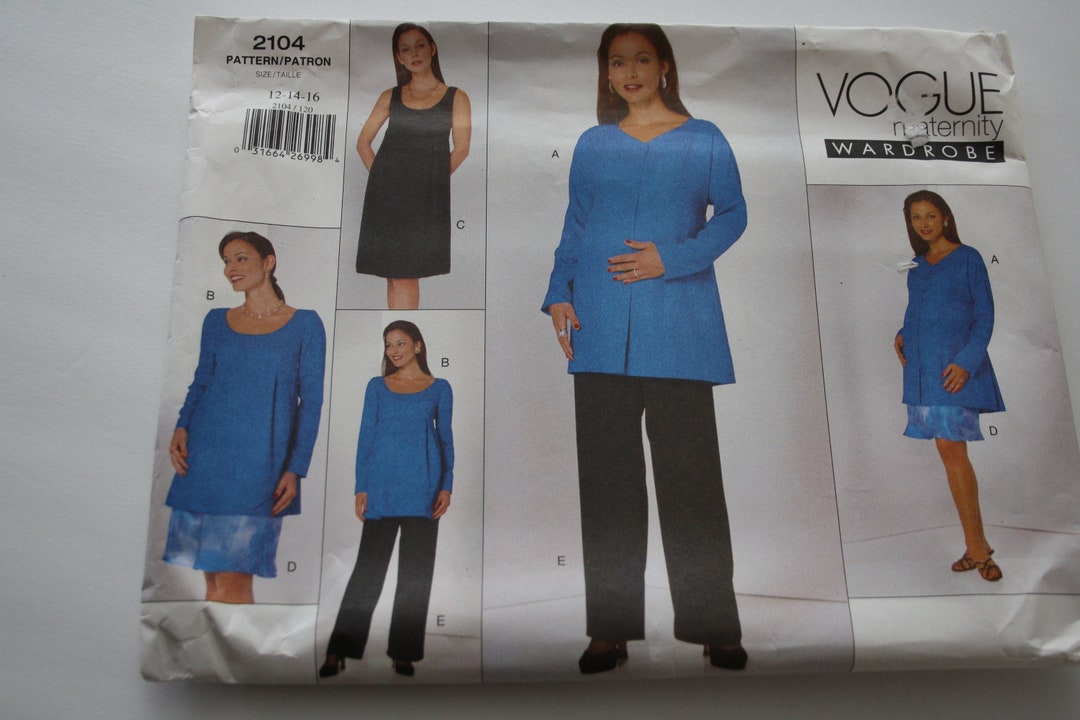 2104 Vogue Maternity Jacket Dress Top Skirt and Pants Loose - Etsy