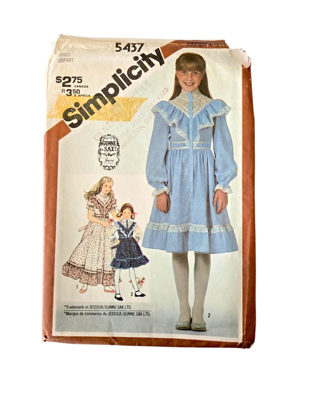Girls Size 4 Gunne Sax Dress Pattern in 2 Lengths, Lace Ribbon Ruffles ...