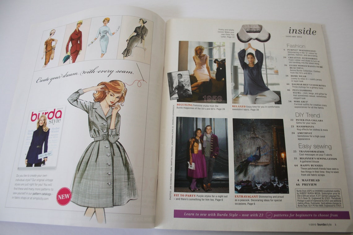 Burda Magazine STYLE Sewing Patterns English Language Burda - Etsy
